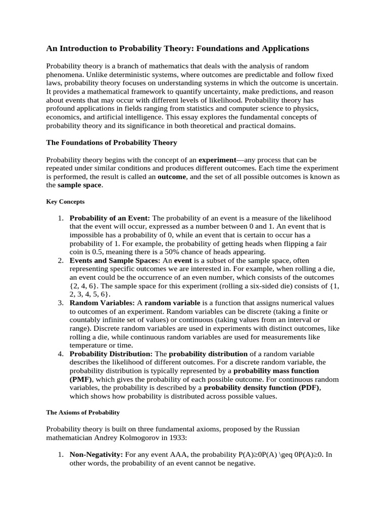 An Introduction To Probability Theory | PDF