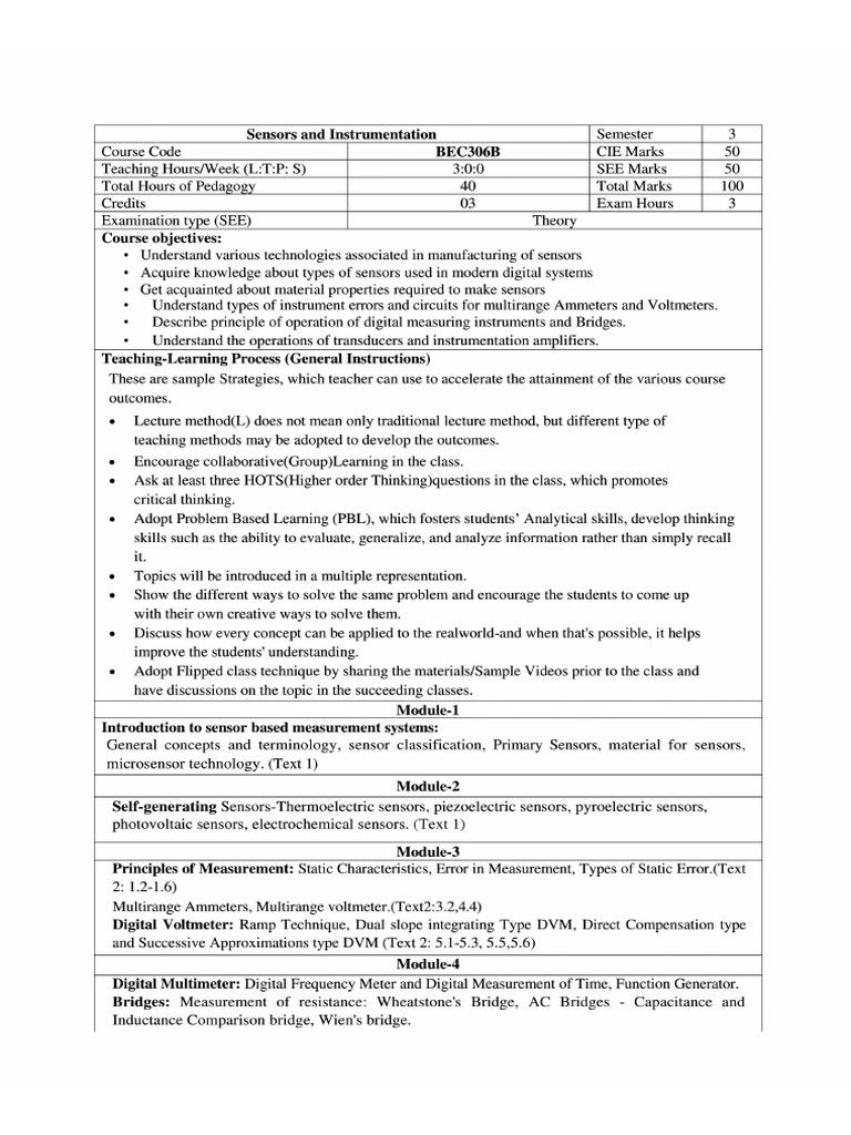 Sensor and Instrumentation Ece | PDF