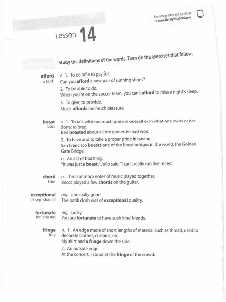 Wordly Wise Lesson 14 | PDF