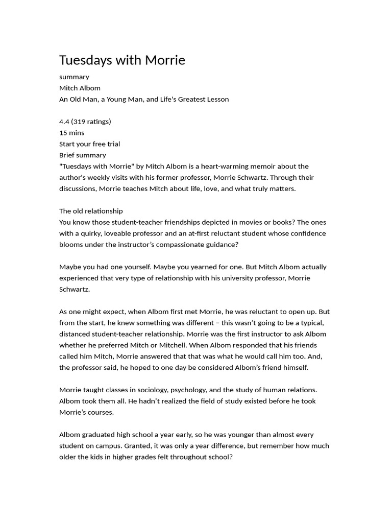 Tuesdays With Morrie | PDF