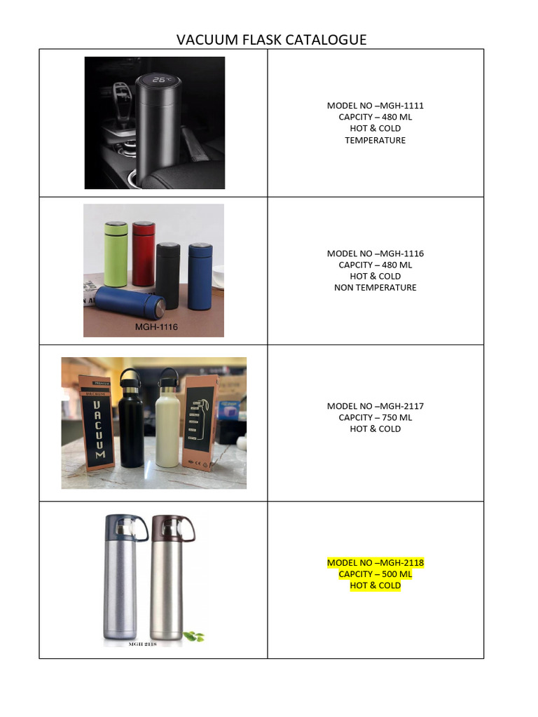 Vacuum Flask Catalogue | PDF