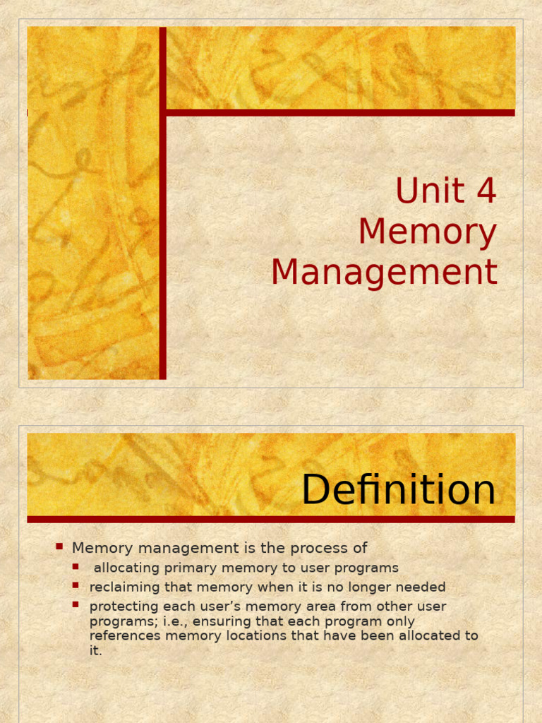 Unit 4 Memory Management | PDF