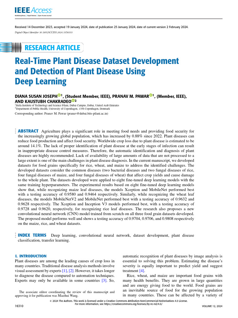 Real-Time Plant Disease Dataset Development and Detection of Plant ...