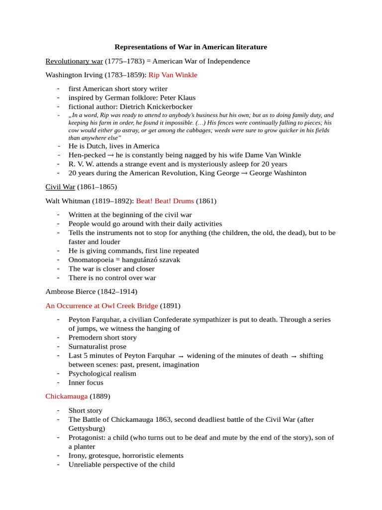 Notes On American Literature | PDF