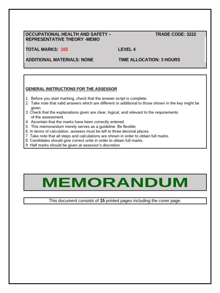 Occupational Health and Safety Assessment | PDF | Occupational Safety ...
