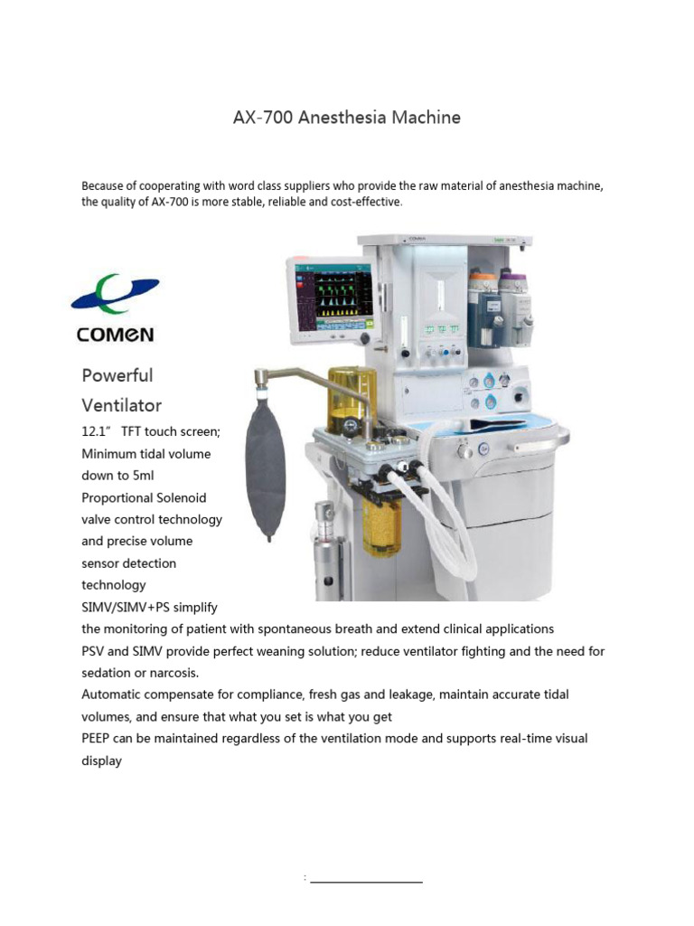 Anesthesia AX 700 | PDF