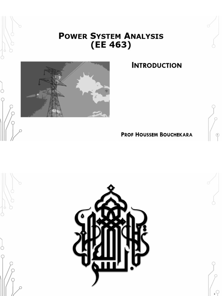 Power System Analysis (EE 463) Introduction | PDF