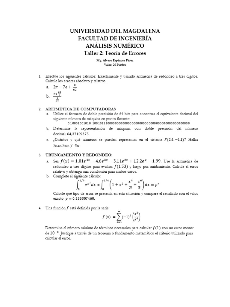 Taller 2 Teoría Del Error2 2024-2 | PDF
