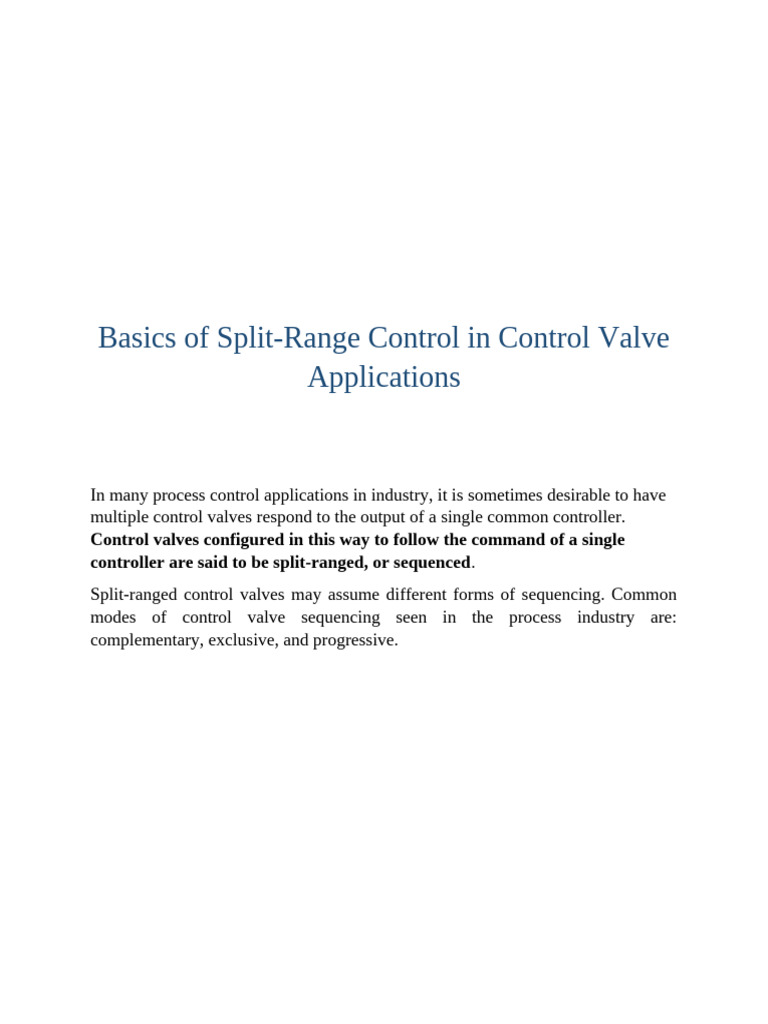 Basics of Split-Range Control in Control Valve Applications | PDF