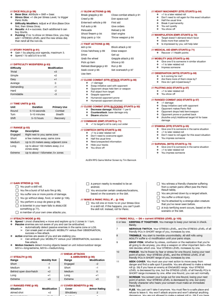 GameMotherScreen ALIEN RPG | PDF