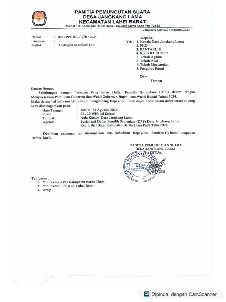 Undangan Sosialisasi DPS | PDF