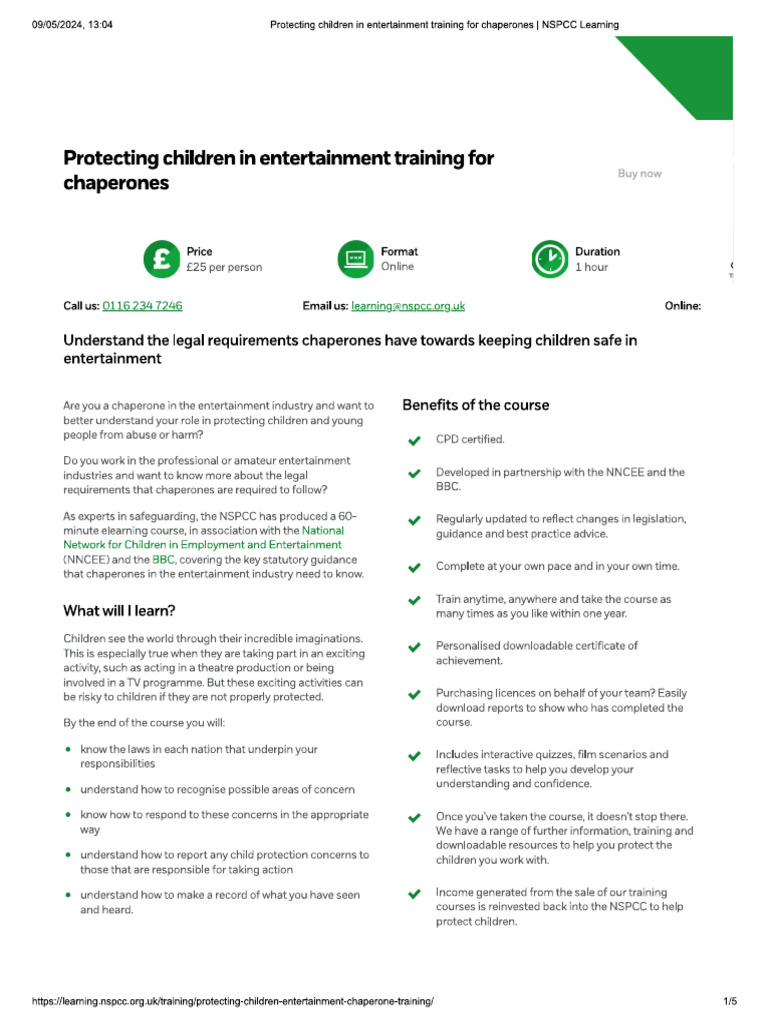 NSPCC Chaperone Training | PDF