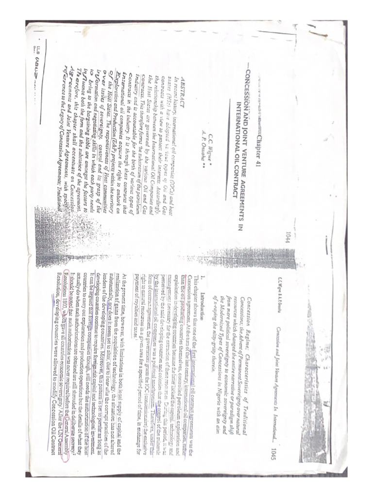 Concession and Joint Venture Agreements in | PDF