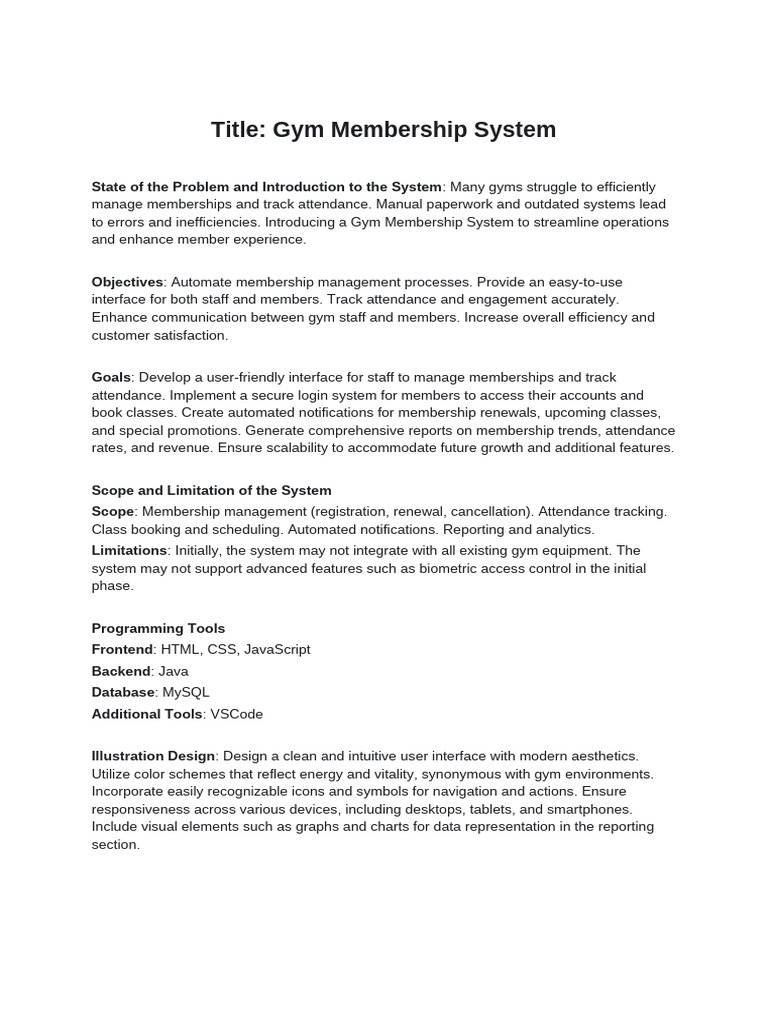 Title Gym Membership System 1 | PDF