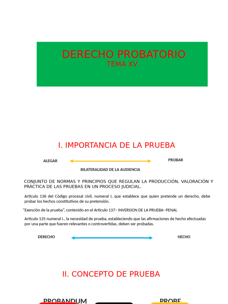 Tema 15 Derecho Probatorio | PDF