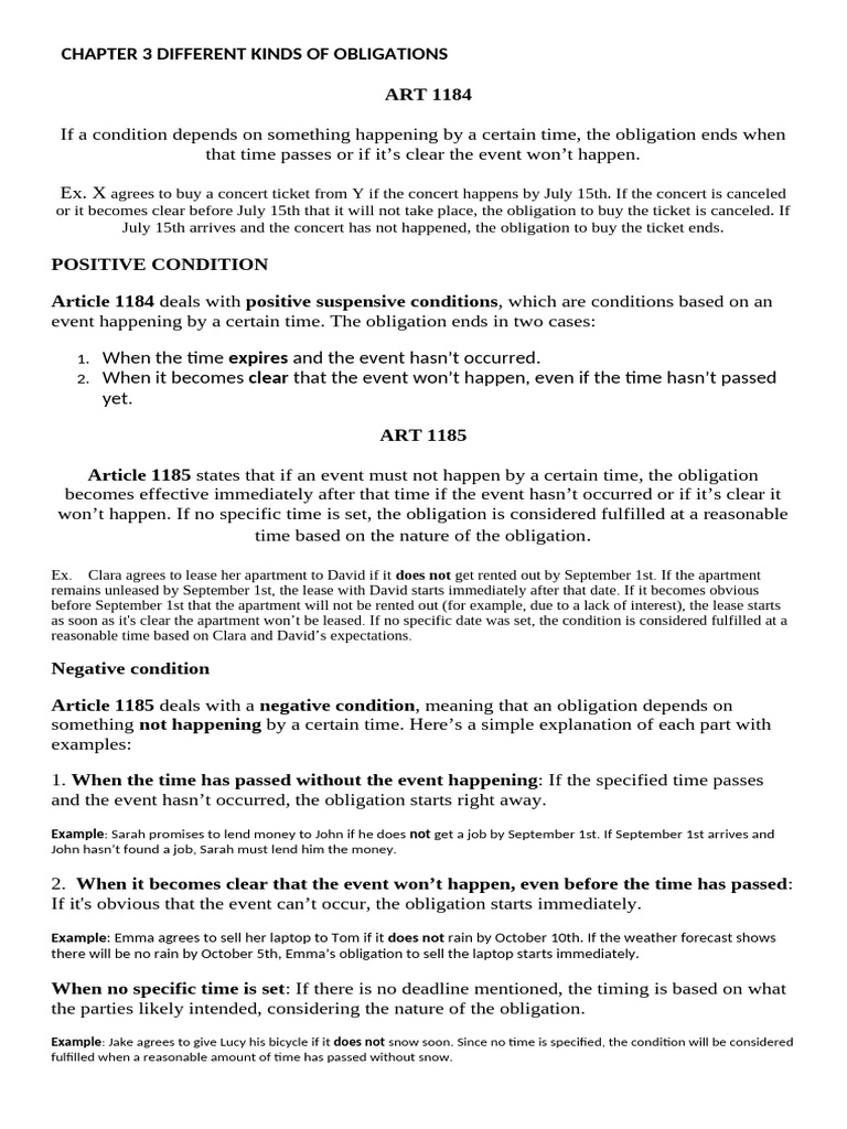 Chapter 3 Different Kinds of Obligations | PDF