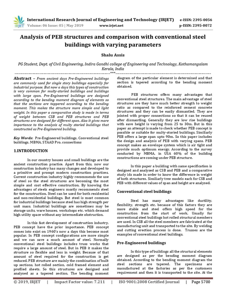 Analysis of PEB Structures and Comparison With Conventional Steel ...