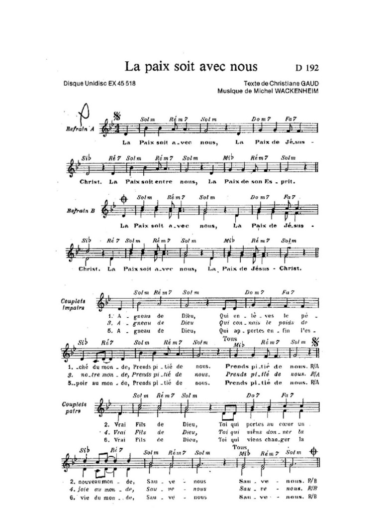 La Paix Soit Avec Nous - D192 | PDF