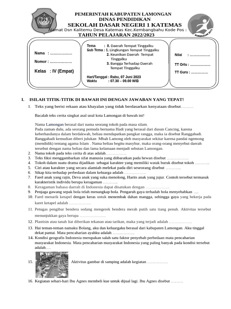 Soal Pat Tema 8 | PDF
