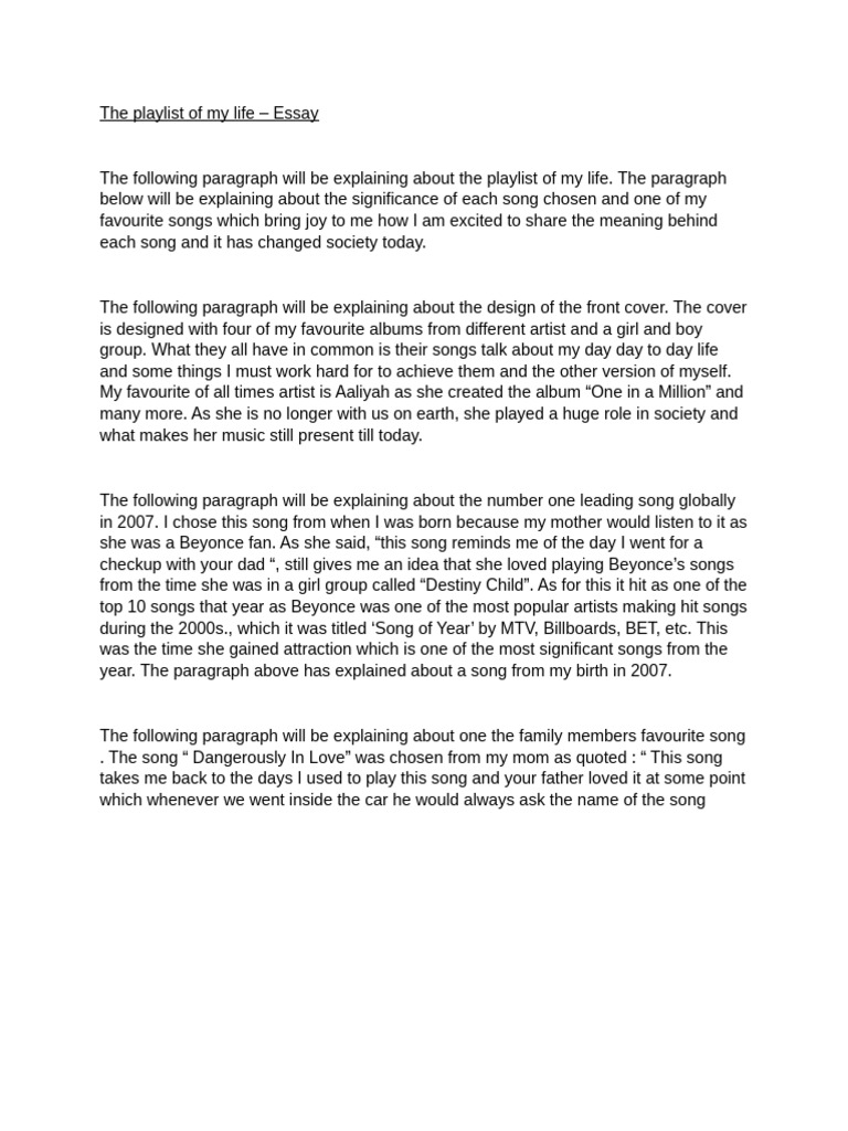 The Playlist of My Life | PDF