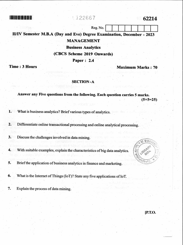2.4 Business Analytics Dec-23 MBA 2nd Sem | PDF