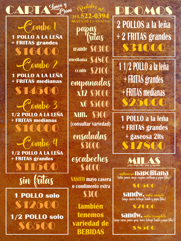 CARTA Limón y Chimi | PDF | Alimentos | Cocina