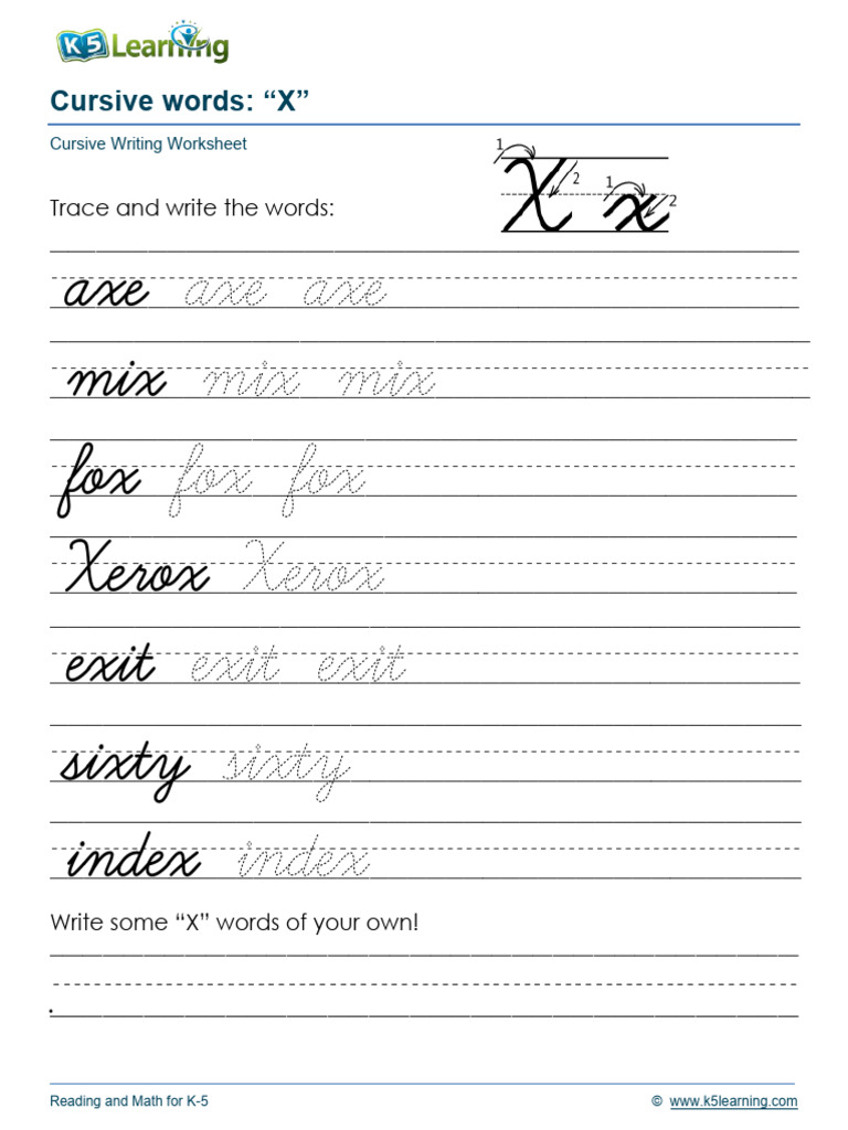 Handwriting Practice Words XX Printable | PDF