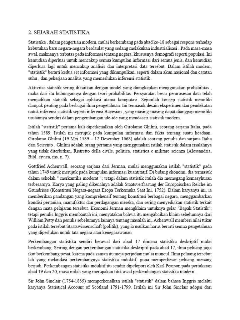 Sejarah Statistika (1) | PDF