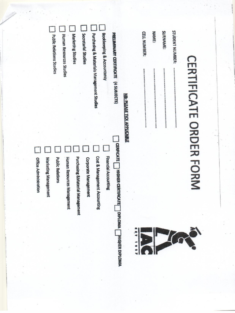 Certificateorderform | PDF