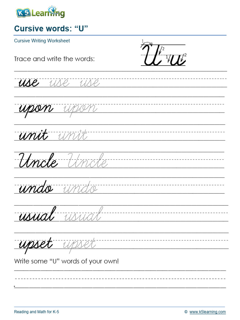 Handwriting Practice Words Uu Printable | PDF