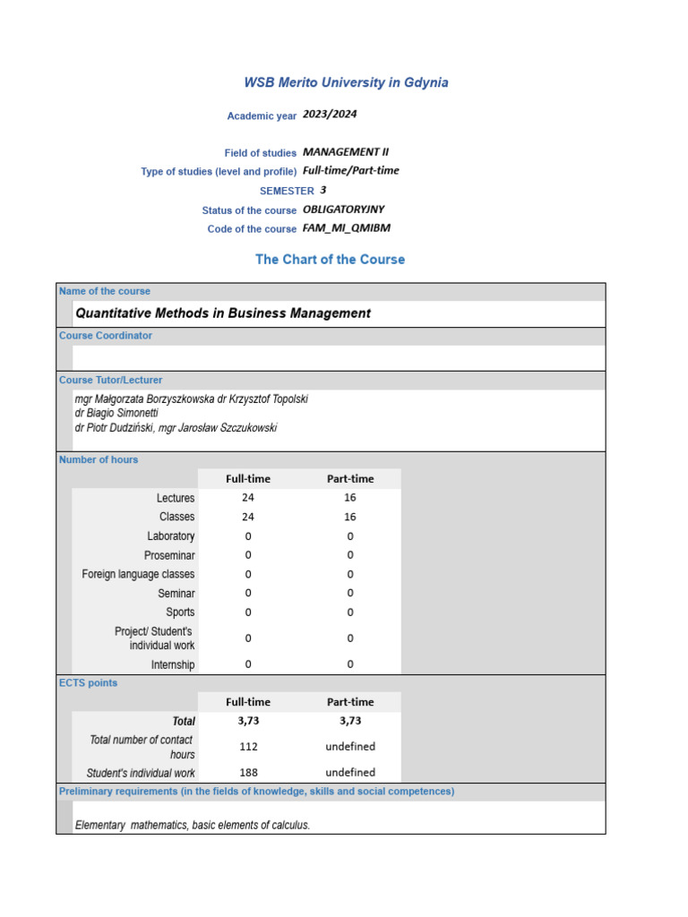 Quantitative Methods in Business Management | PDF