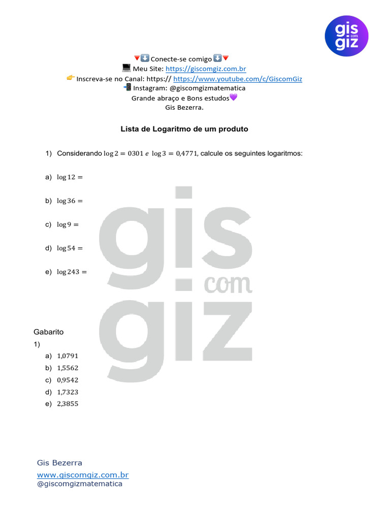Logaritmo de Um Produto | PDF