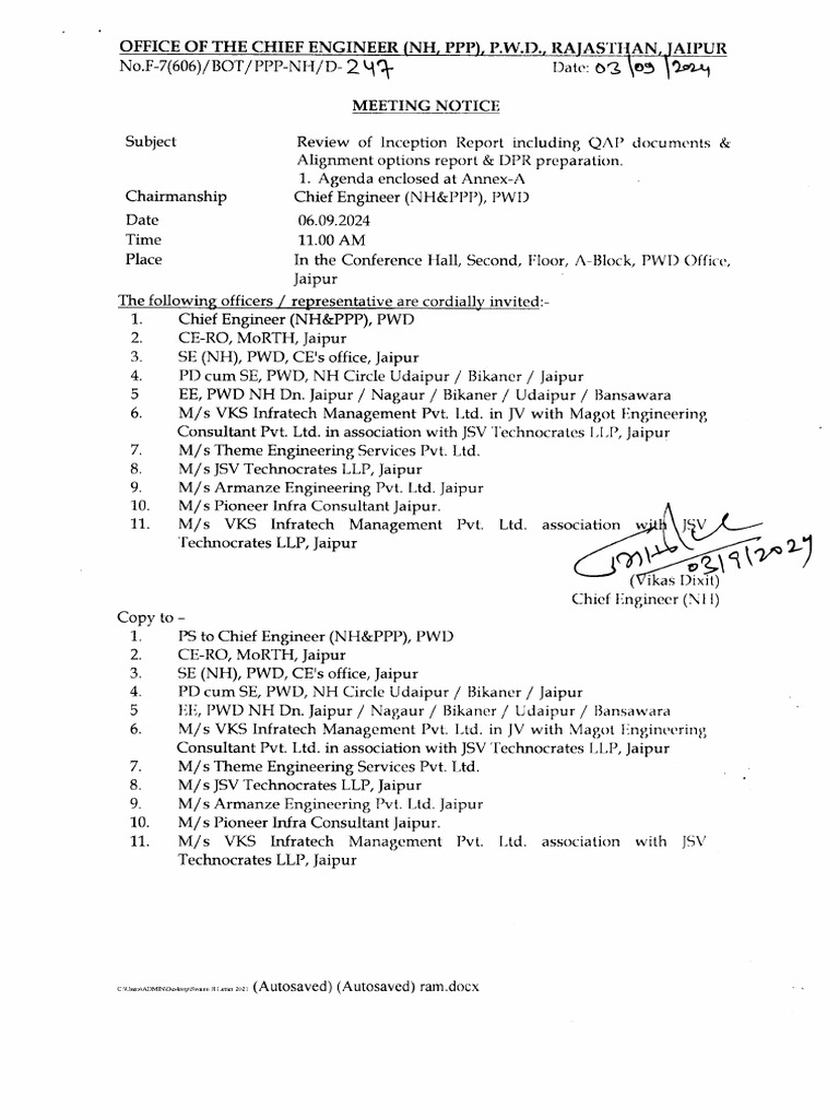 D-247 Dated 03.09.2024 Meeting Notice | PDF