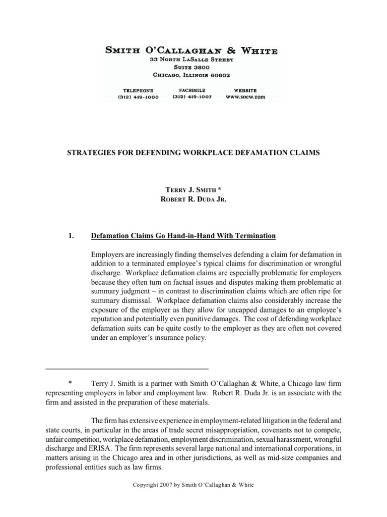 SOCW_Defamation_Outline_for_Website_2007 | PDF