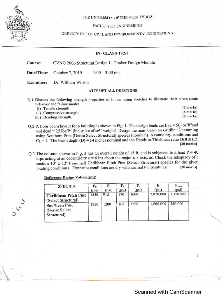 Past Papers Timber Design | PDF