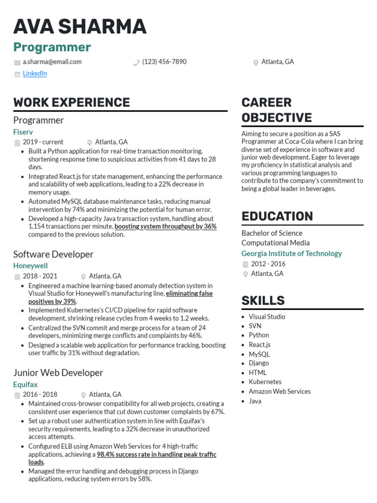 Sas Programmer Resume Example | PDF