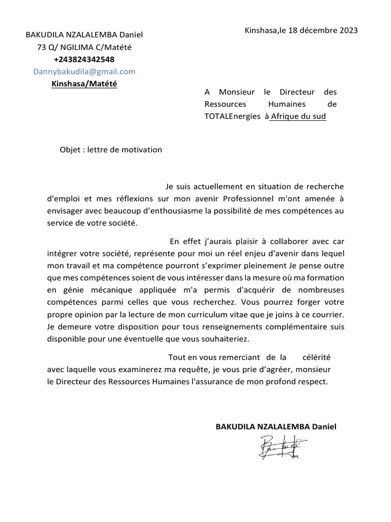 Lettre de Motivation Total | PDF