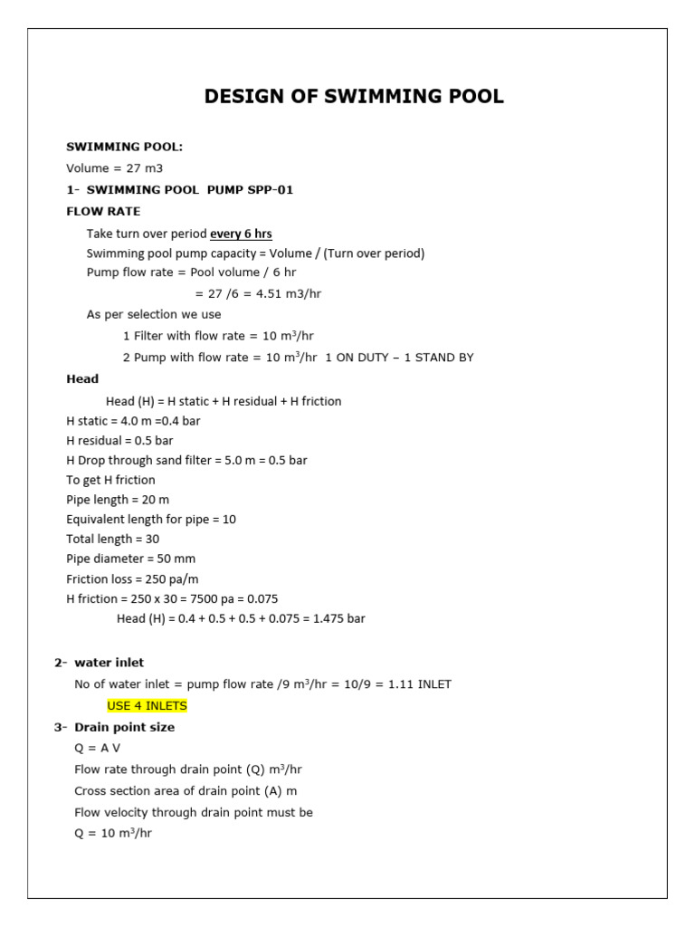 pool calculation | PDF