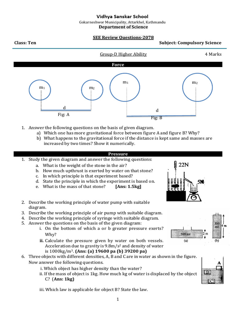 SEE-Science-Four-Marks-Questions | PDF