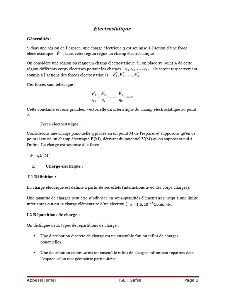 Electrostatique | PDF