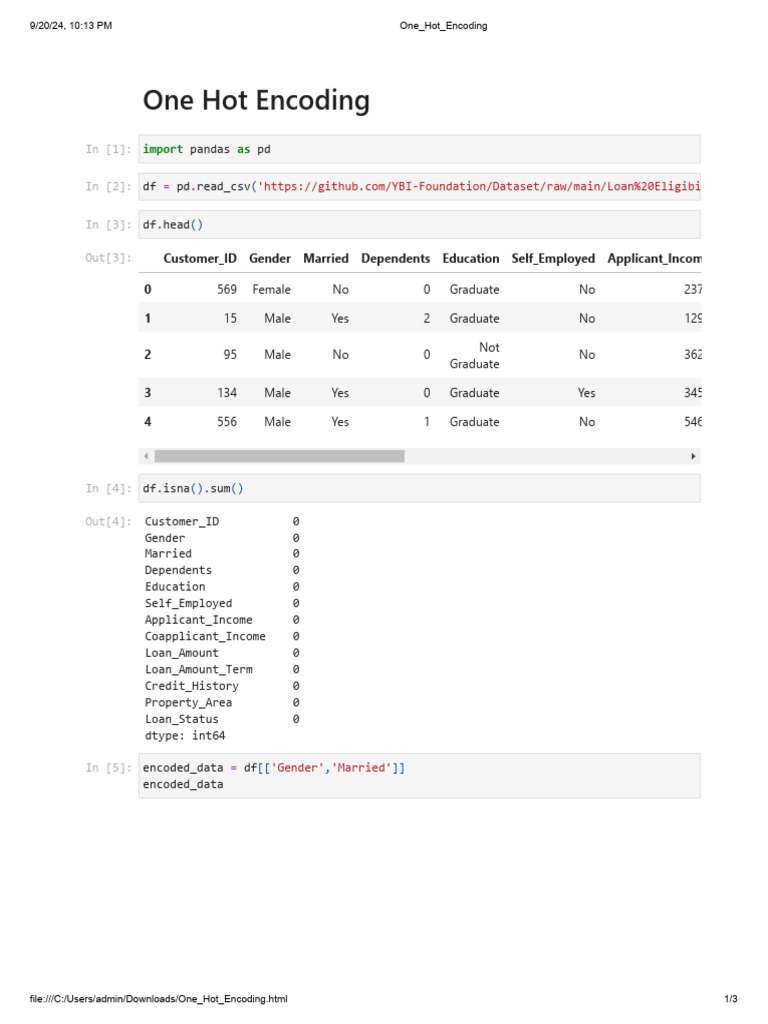 One Hot Encoding | PDF