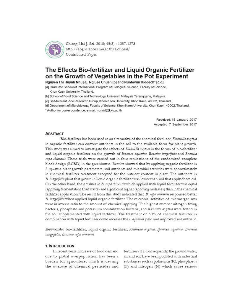 The Effects Bio-Fertilizer and Liquid Organic Fertilizer On The Growth ...