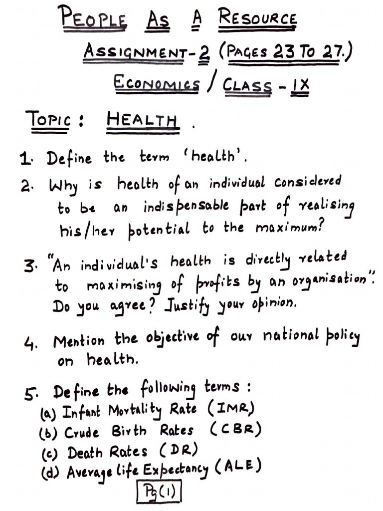 Eco Ch-2 (Assignment 2) Class 9 | PDF