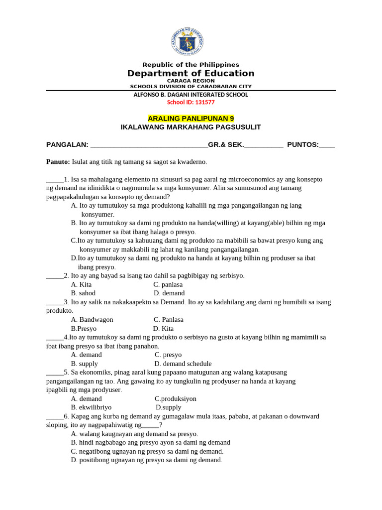 PT_G9_ARALING-PANLIPUNAN | PDF