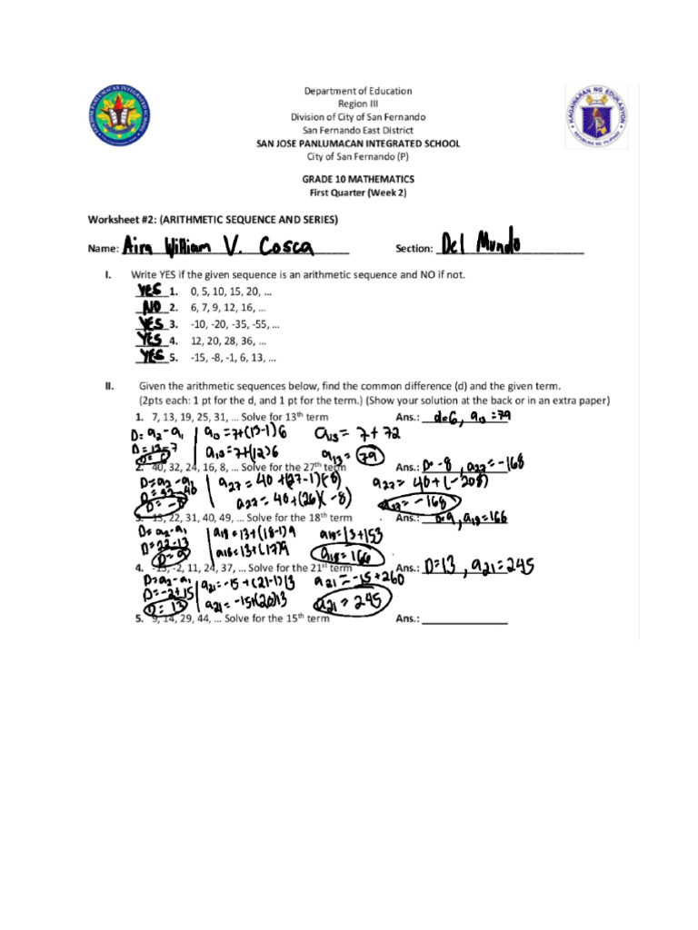 Aira William V. Cosca MATH Q1 W2 | PDF