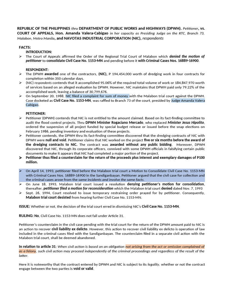 RP Thru The Department of Public Works and Highways (DPWH) vs. Court of ...