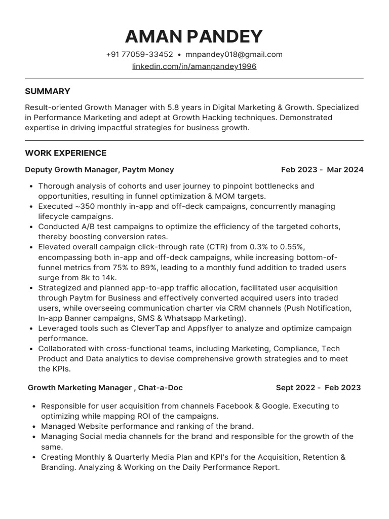 Aman Pandey - Resume | PDF