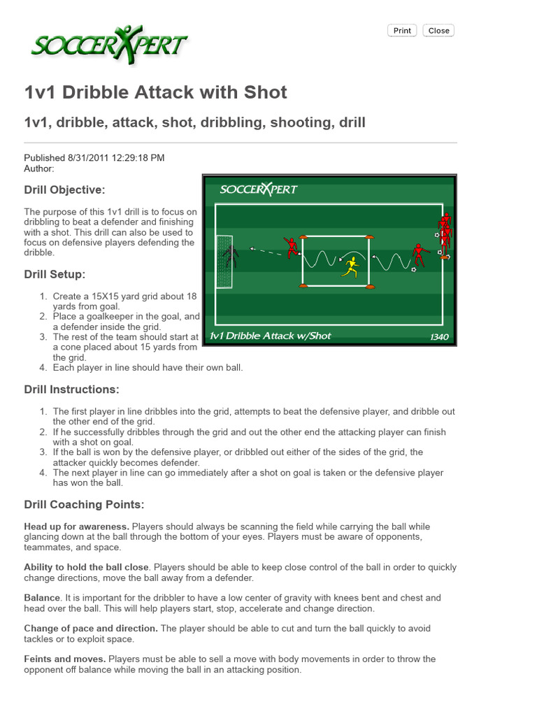 1v1 Dribble Attack With Shot | PDF