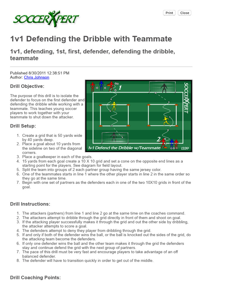 1v1 Defending The Dribble With Teammate | PDF