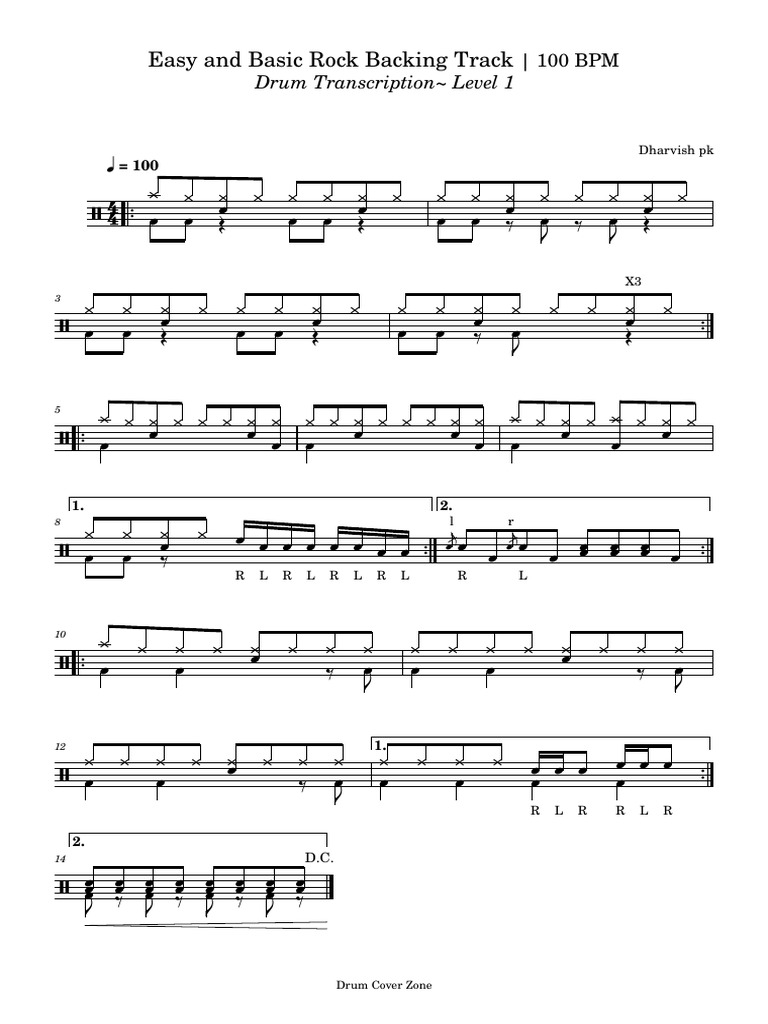 Easy - and - Basic - Rock - Backing - Track - 100 - BPM - Drum ...